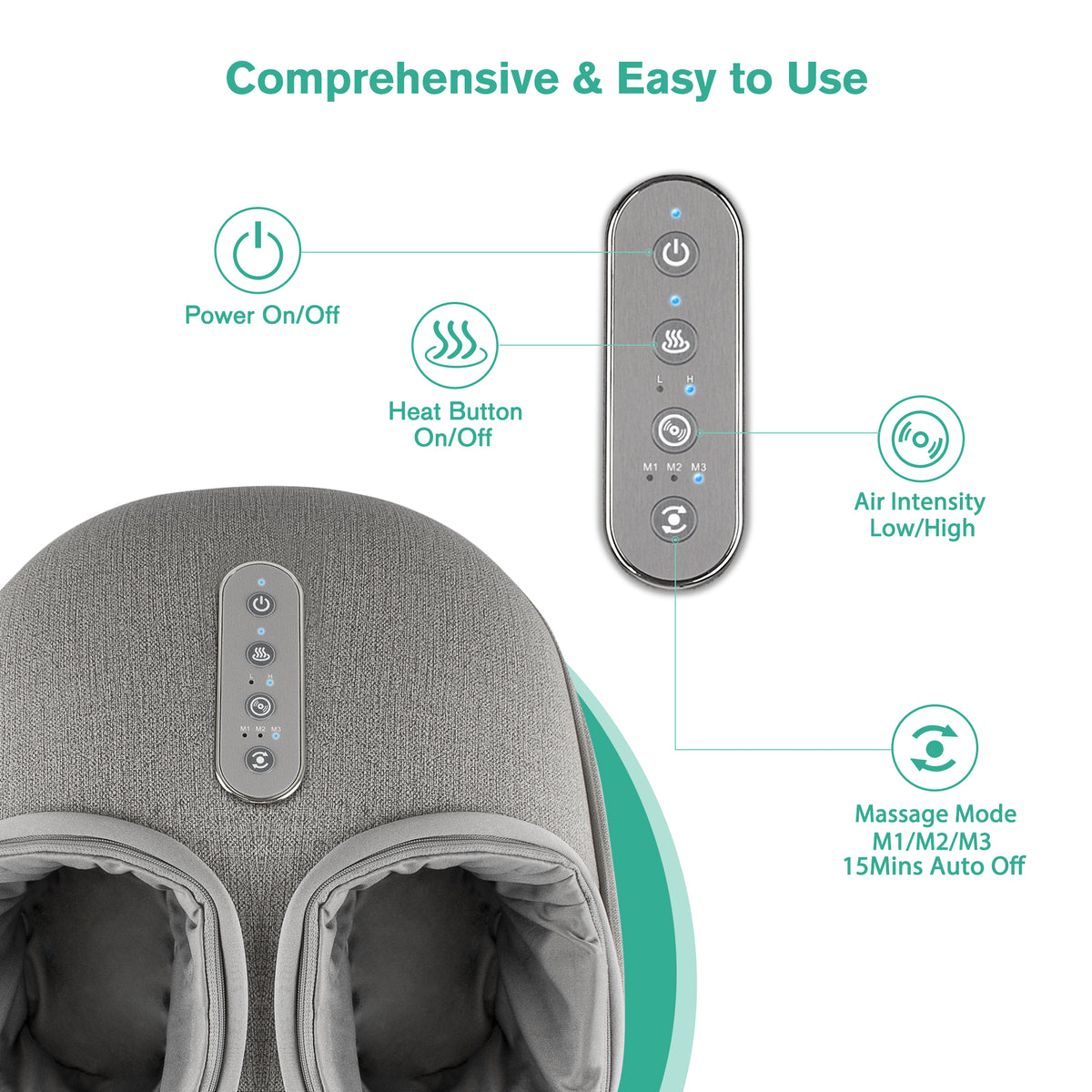 Medcursor Foot Massager Machine with Heat, Deep Kneading Massager (Gra